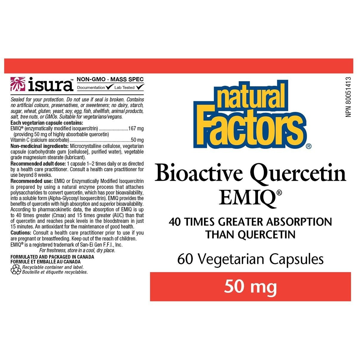 Natural Factors Bioactive Quercetin EMIQ 60caps – Wellness Market