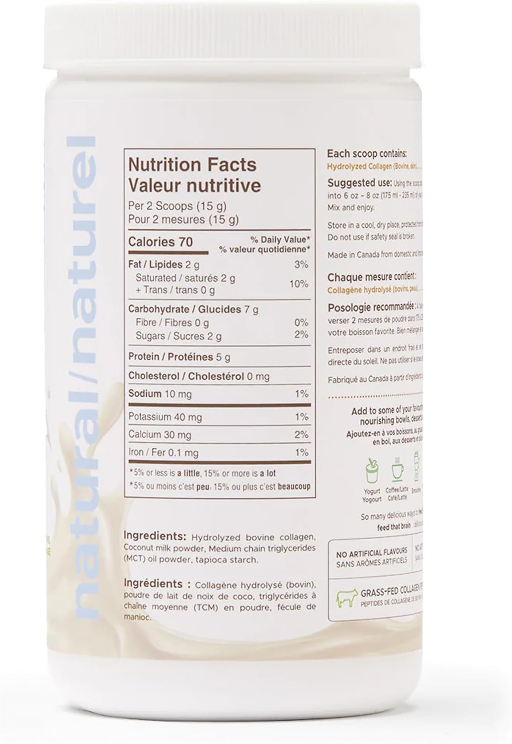 Feed That Brain Collagen + MCT Oil Natural Flavour 240g – Wellness Market