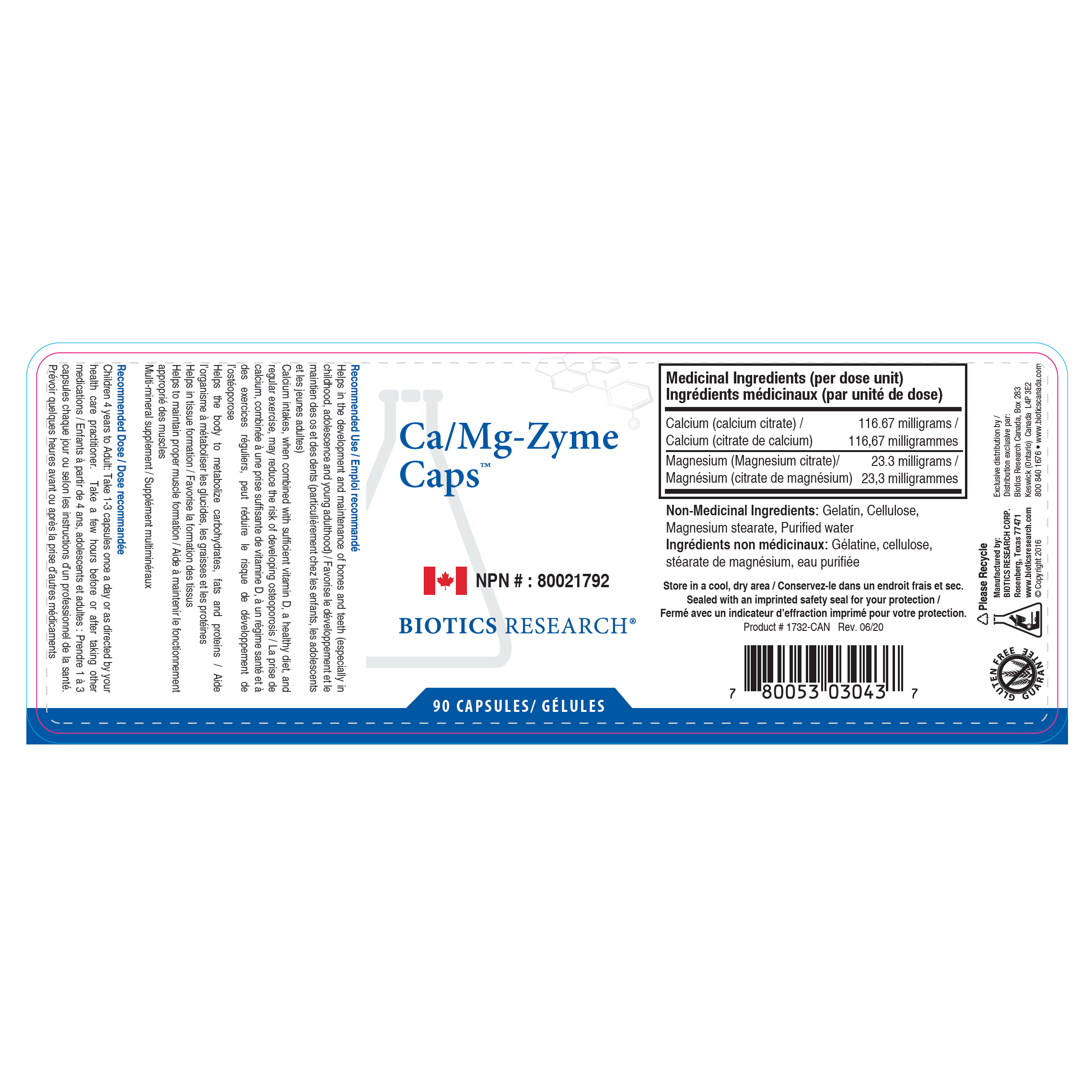 Biotics Research Ca/MG Zyme 90 caps – Wellness Market