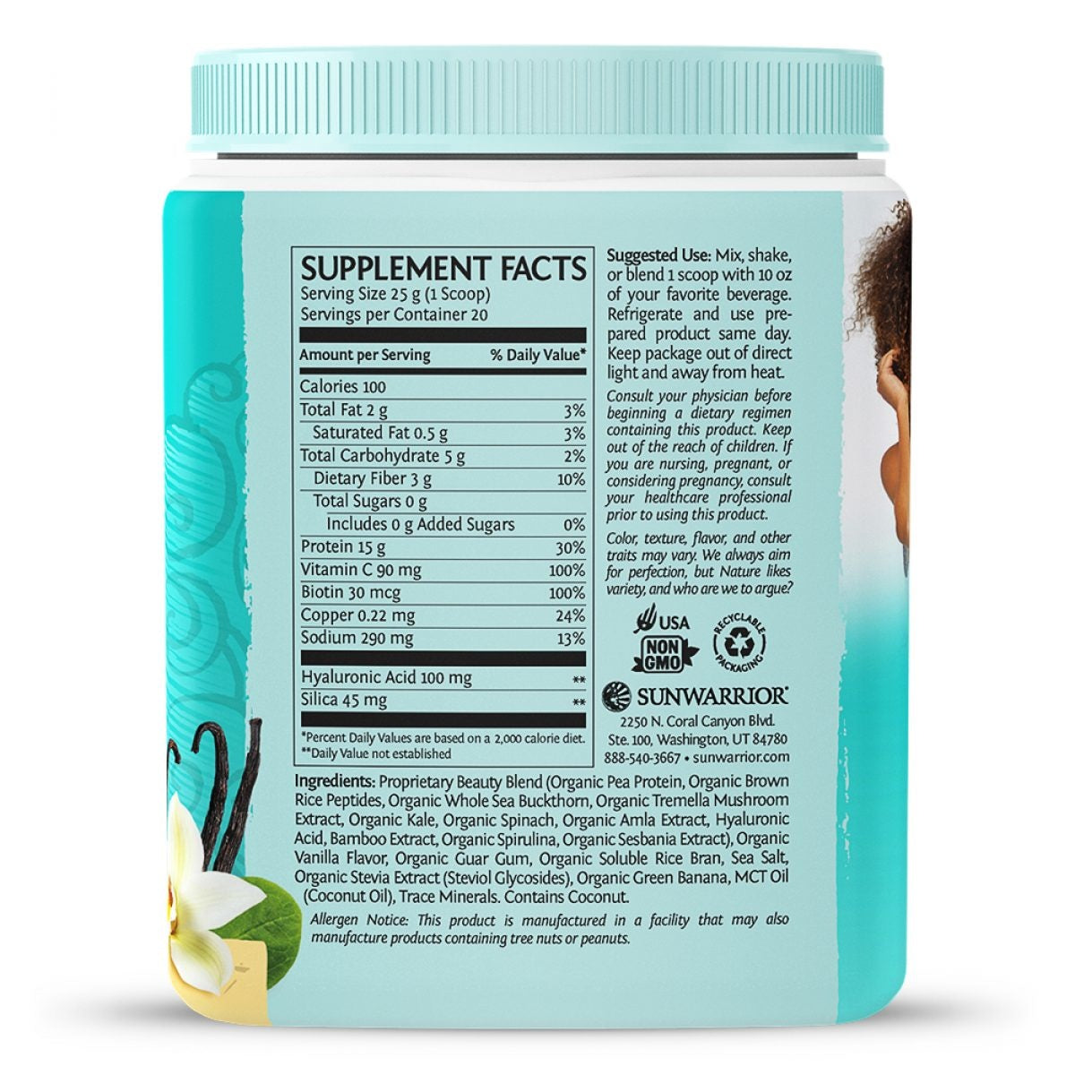 Sun Warrior - Vegan Collagen Building Protein- Tahitian Vanilla 500g ...