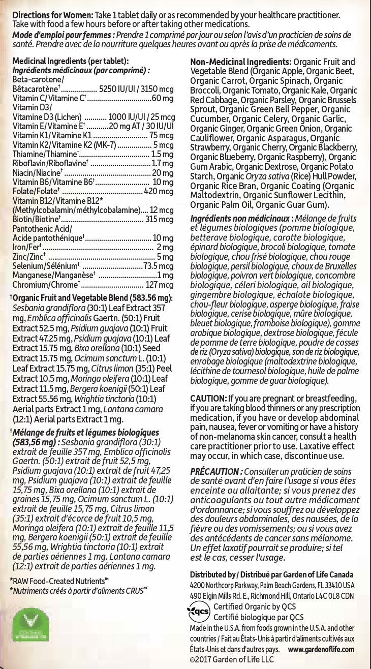 Women's Once Daily Whole Food Organic Multi 30 tabs – Wellness Market